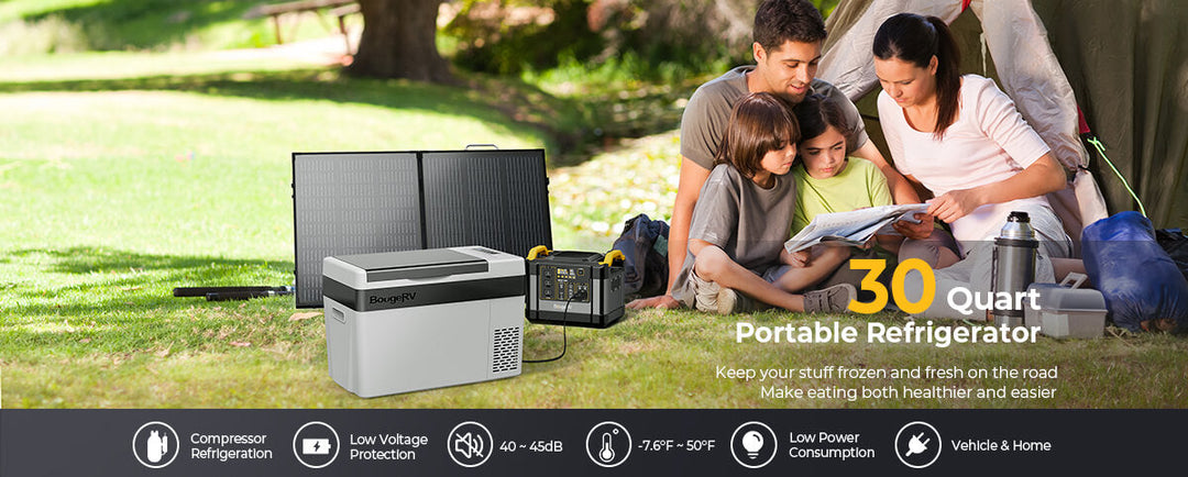 12V 30 Quart (28L) Portable Fridge - Redwood log